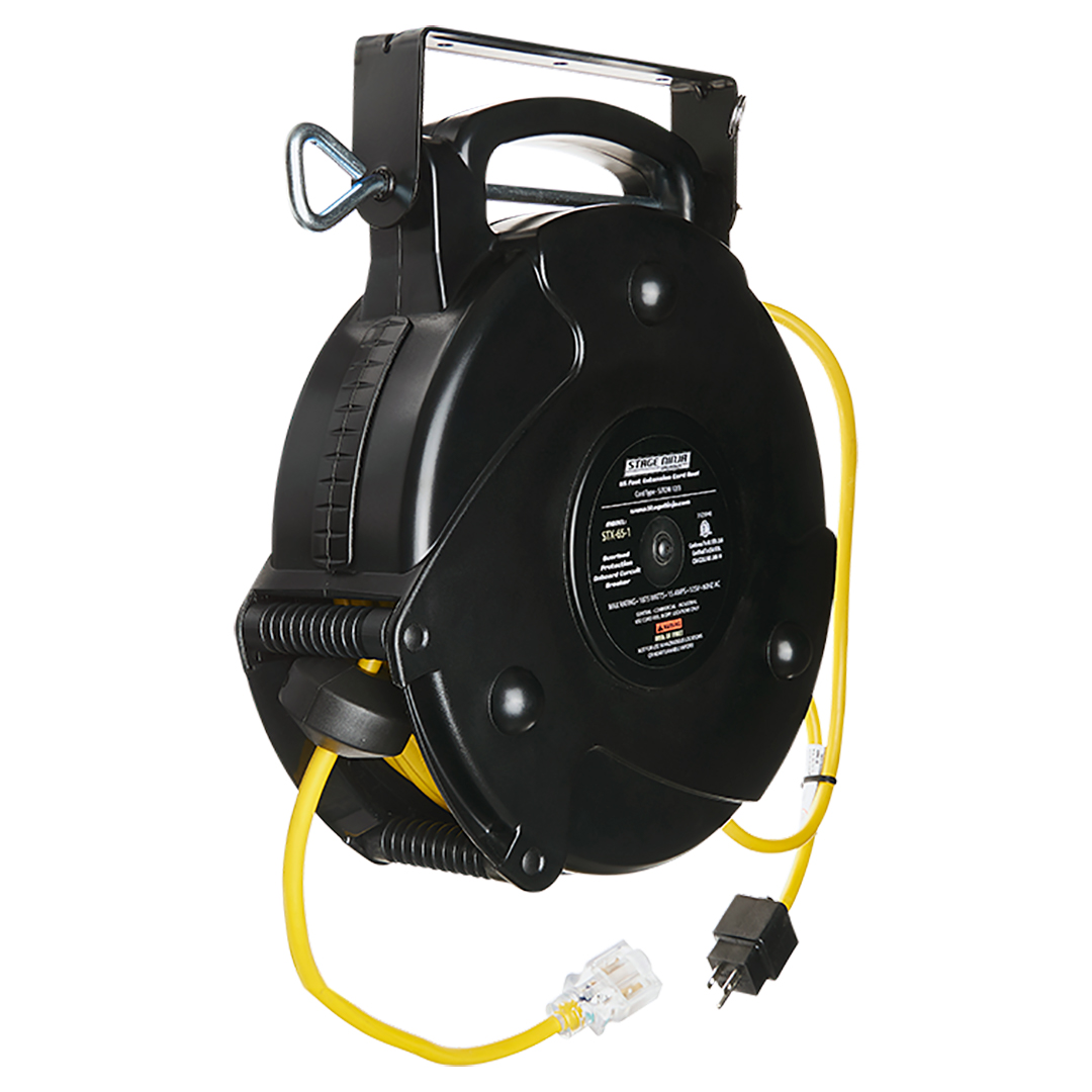 [ STX-65-1 ] Stage Ninja® 65 Foot Retractable 12/3 Power Reel - Stage Ninja