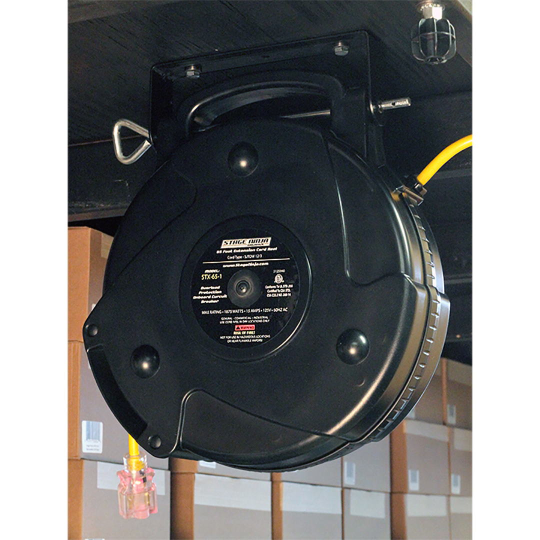 [ STX-65-1 ] Stage Ninja® 65 Foot Retractable 12/3 Power Reel - Stage Ninja